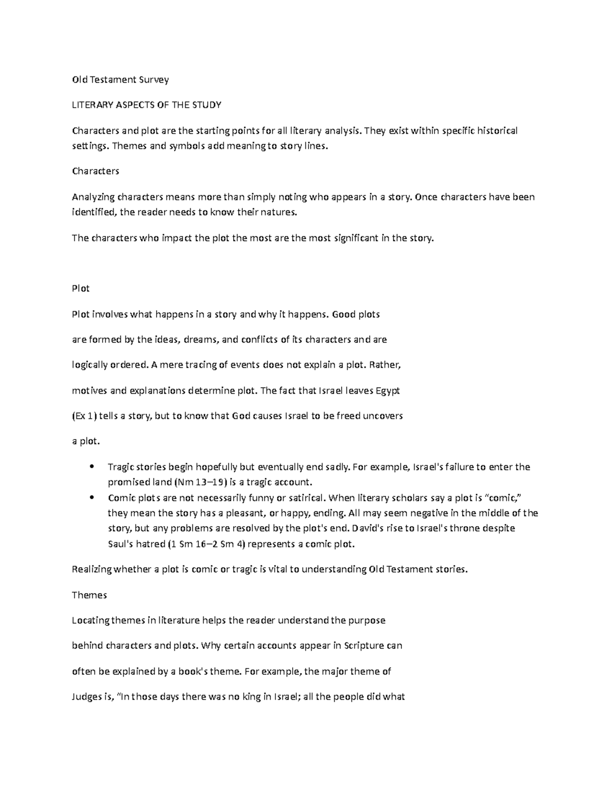 Old Testament Survey Notes - Old Testament Survey LITERARY ASPECTS OF ...