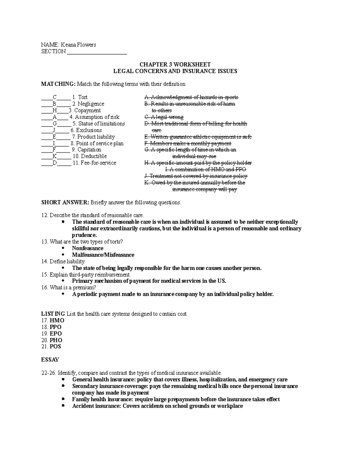 Domain V-Ch.3 Worksheet - NAME: Keana Flowers SECTION ...