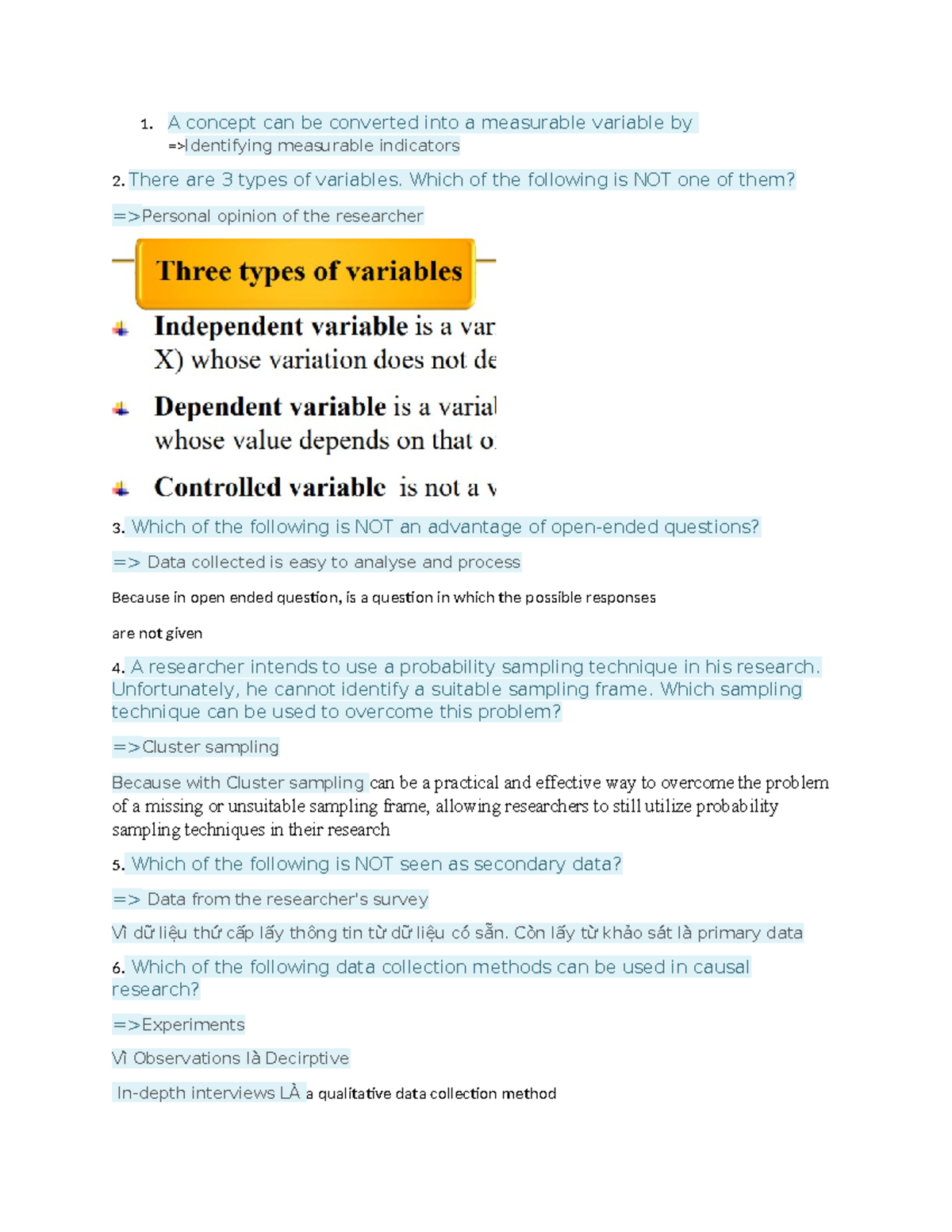 Research - 1. A concept can be converted into a measurable variable by ...