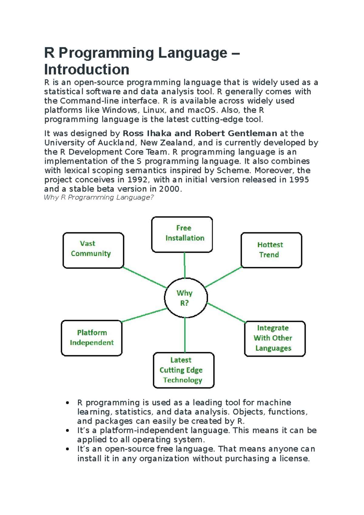 Data Visualization R Overview and Installation UNIT-1 - R Programming Language – Introduction R ...