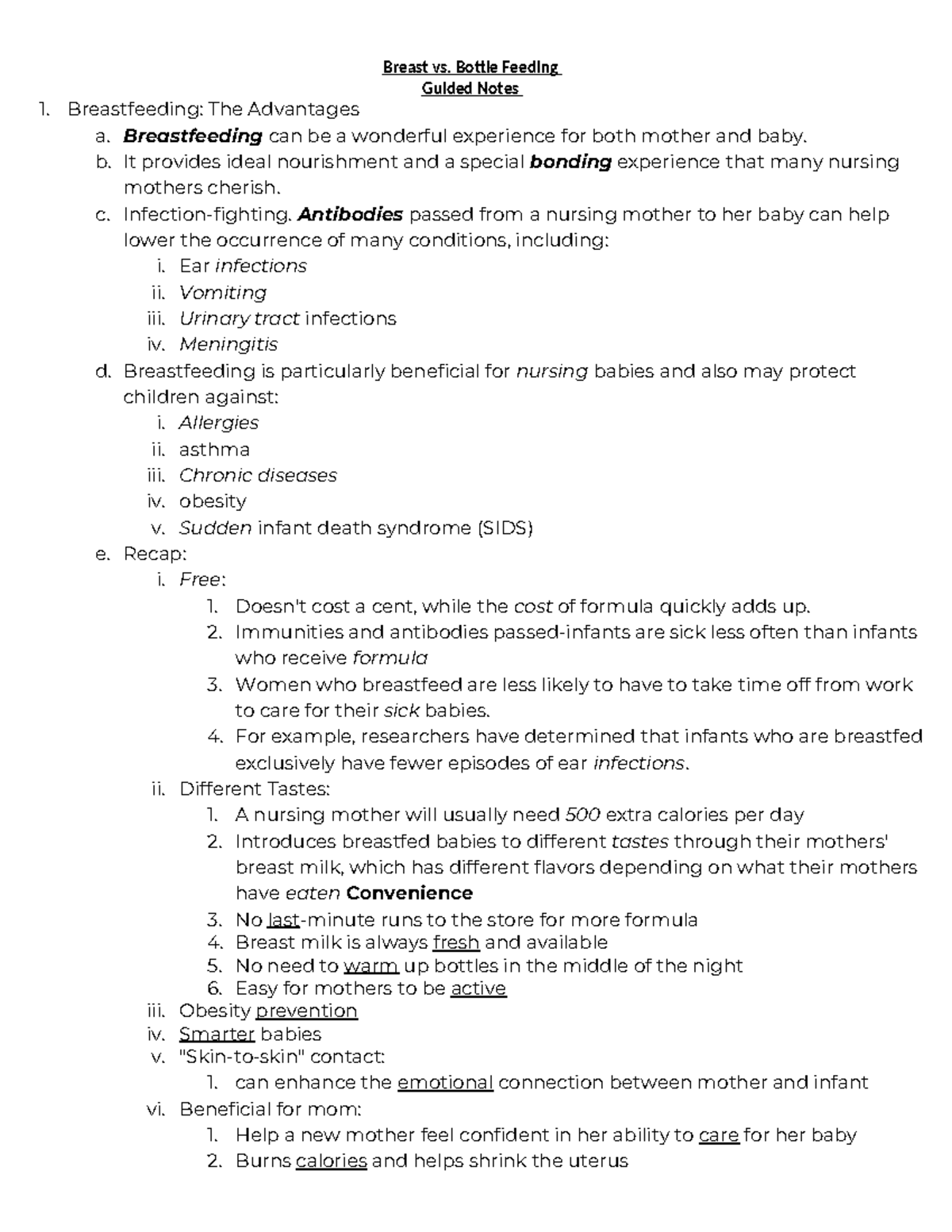 Sierra Erskine- Breastfeeding vs bottle feeding GN - Breast vs. Bottle ...