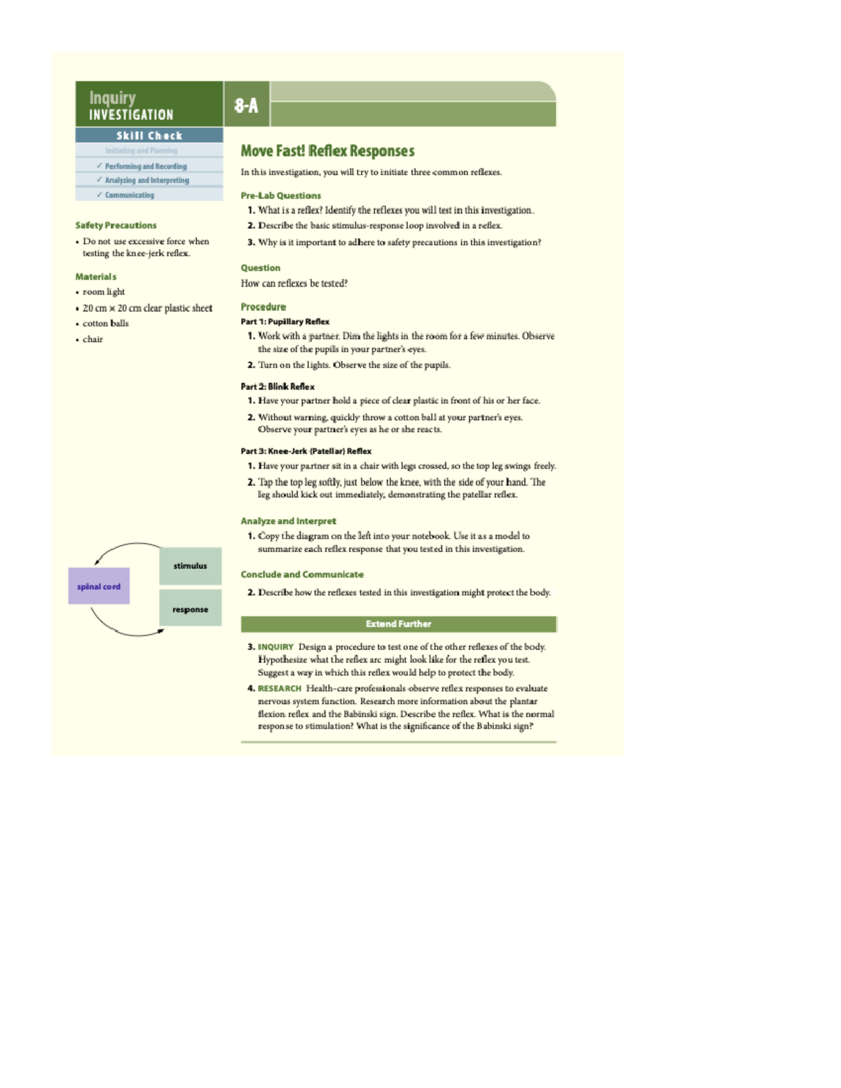 3 Reflex Investigation - Inquiry INVESTIGATION Skill Check Initiating ...