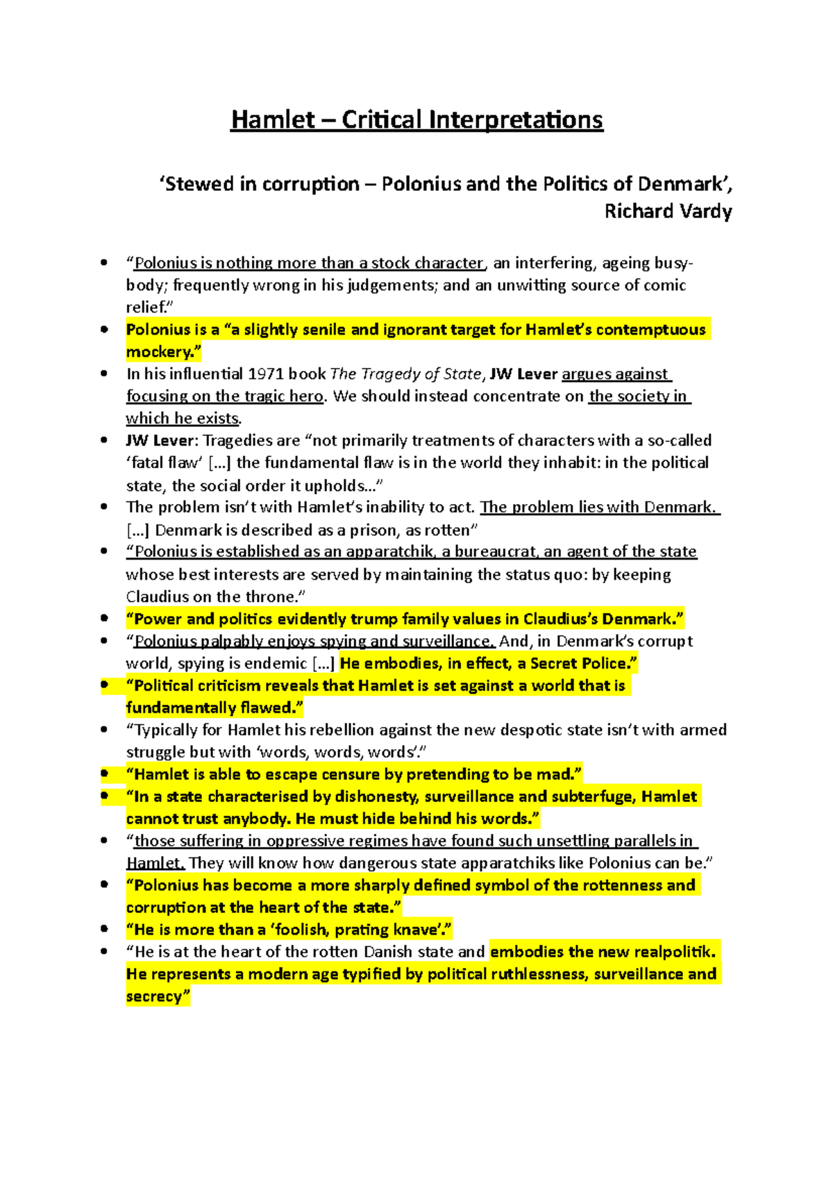 Hamlet - Richard Vardy - Hamlet – Critical Interpretations ‘Stewed in ...