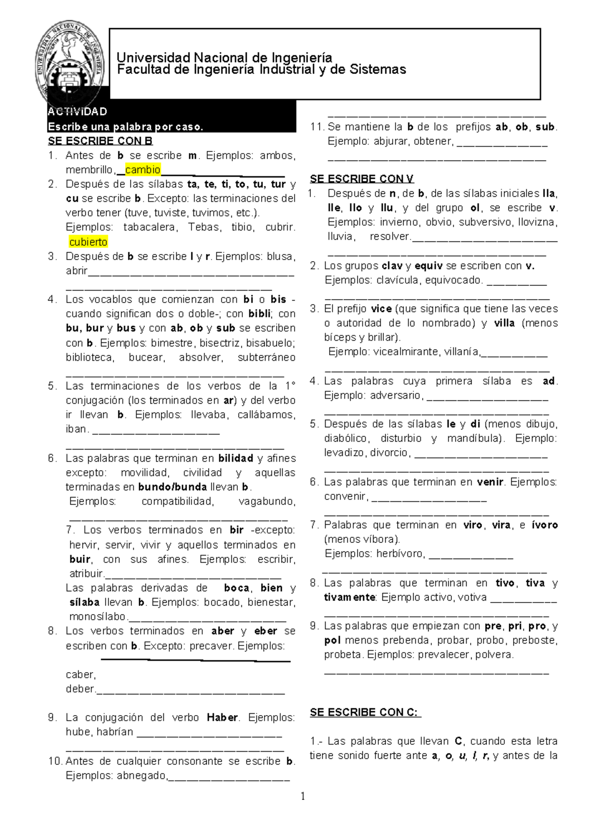 Sesión 4 Práctica uso de grafías - ACTIVIDAD Escribe una palabra por ...