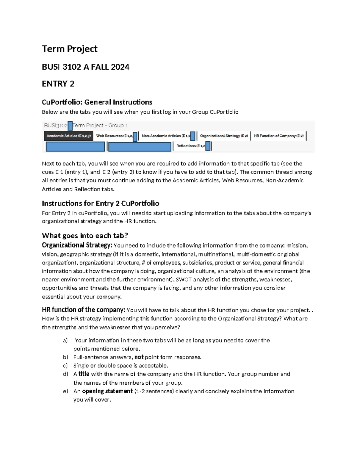 Entry 2 cu Portfolio Guidelines - Term Project BUSI 3102 A FALL 2024 ...