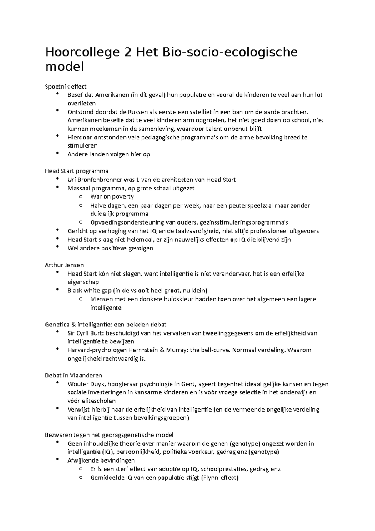 PSBK Hoorcollege 2 - Hoorcollege 2 Het Bio-socio-ecologische model ...