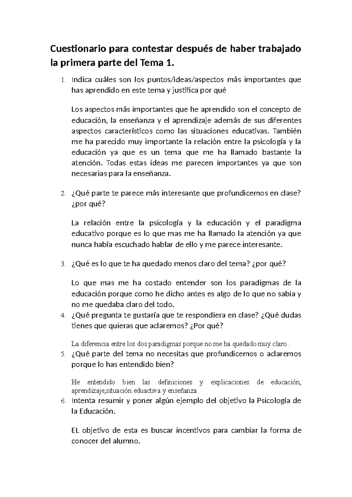 Cuestionario para contestar después de haber trabajado el Tema 1 ...
