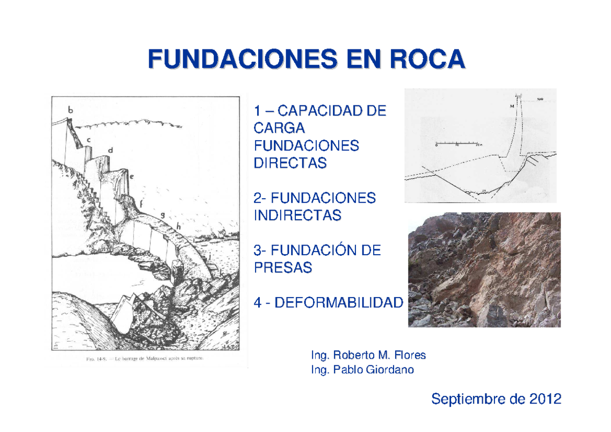 Fundaciones en Roca 2012 - FUNDACIONES EN ROCA FUNDACIONES EN ROCA Ing ...