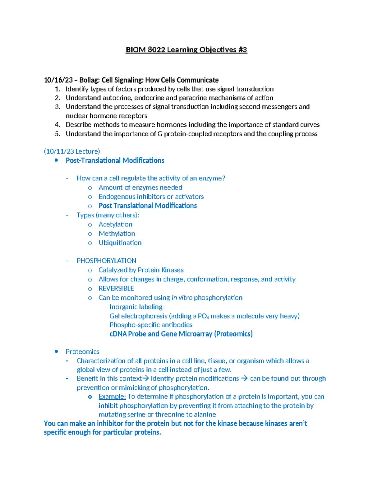 Learning Objectives #3 - BIOM 8022 Learning Objectives 10/16/23 ...