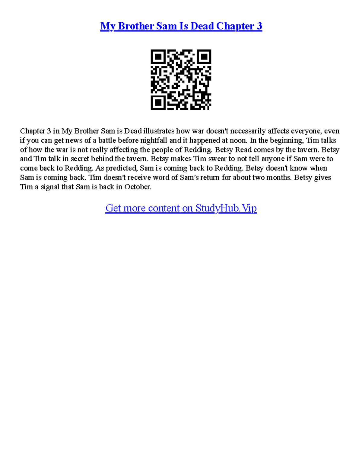 My Brother Sam Is Dead Essay - My Brother Sam Is Dead Chapter 3 Chapter ...