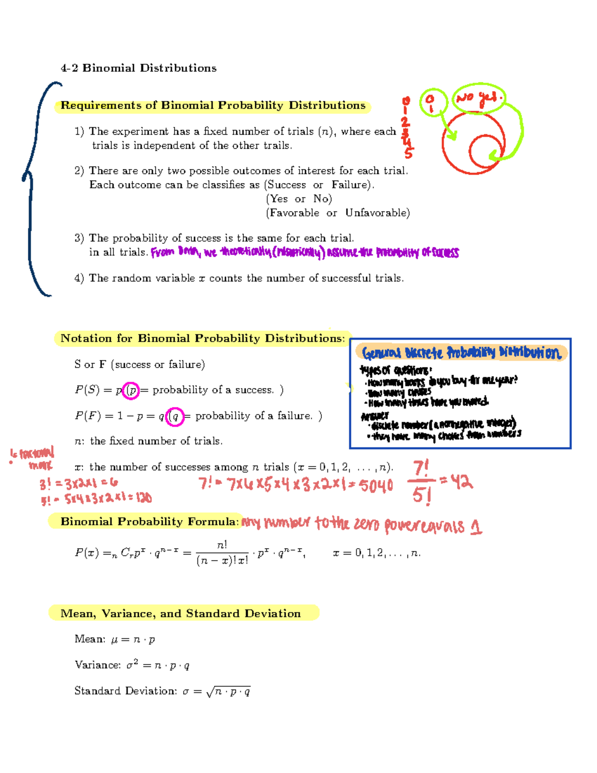 4-2 binomial distributions - 4-2 Binomial Distributions Requirements of ...