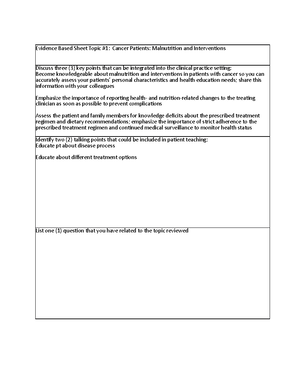 3-2-1 Summary 3 Topics Assigned - Evidence Based Sheet Topic #1 ...
