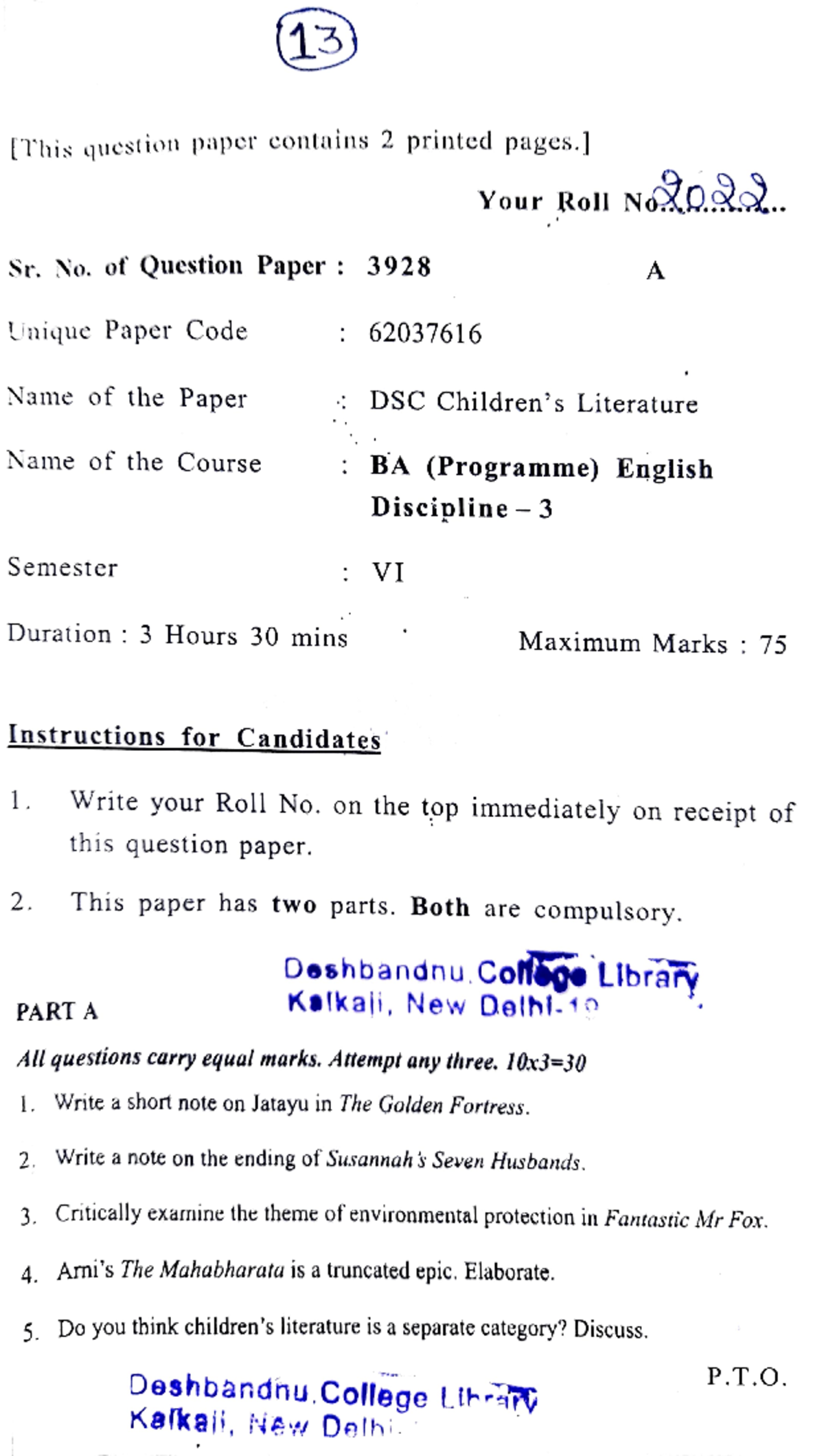 Semester-6-B.-A.-Prog.-English-2022 - [This question paper contains 2 ...