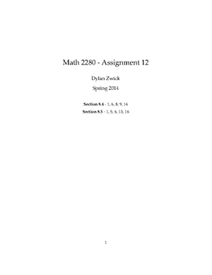 Seminar assignments - Assignment 6 solutions - Math 2280 Assignment 6 ...