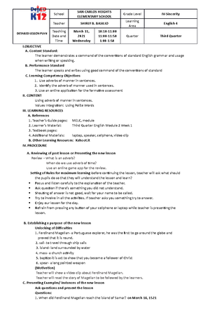 Lesson Plan catch up friday - Lesson Plan: Identifying the Structure ...