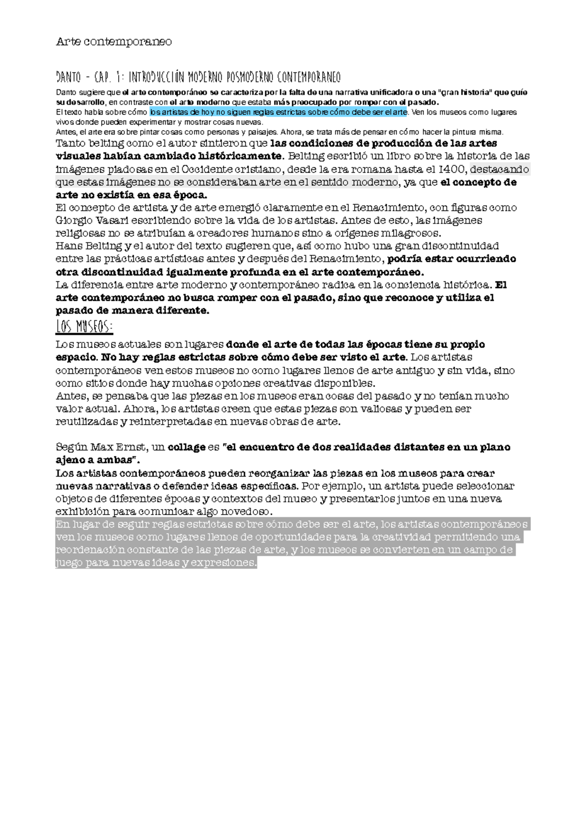 Arte Combinado P2 - dededed - Danto - Cap. 1: Introducción Moderno ...