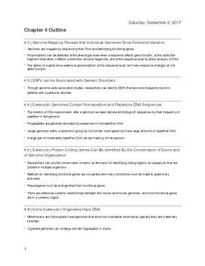 Chapter 8 Outline - Chapter 8 Outline 8 | DNA is Organized in Arrays of ...