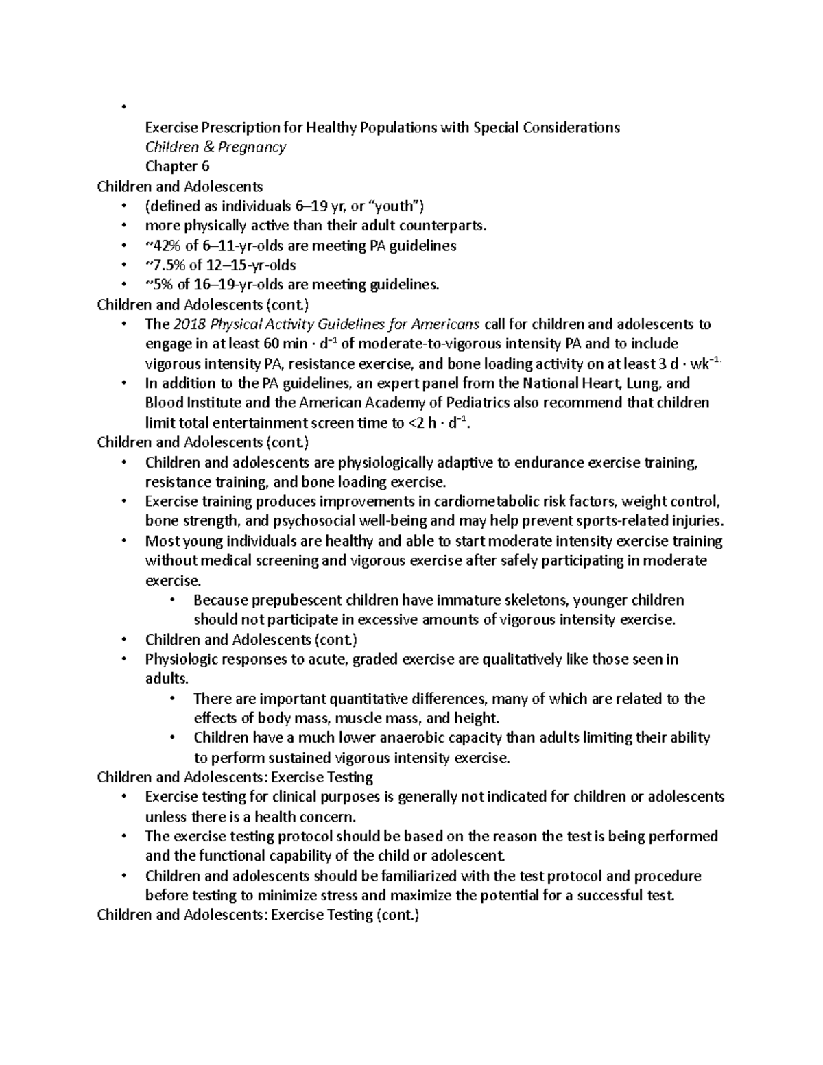Lecture 10 - • Exercise Prescription for Healthy Populations with ...