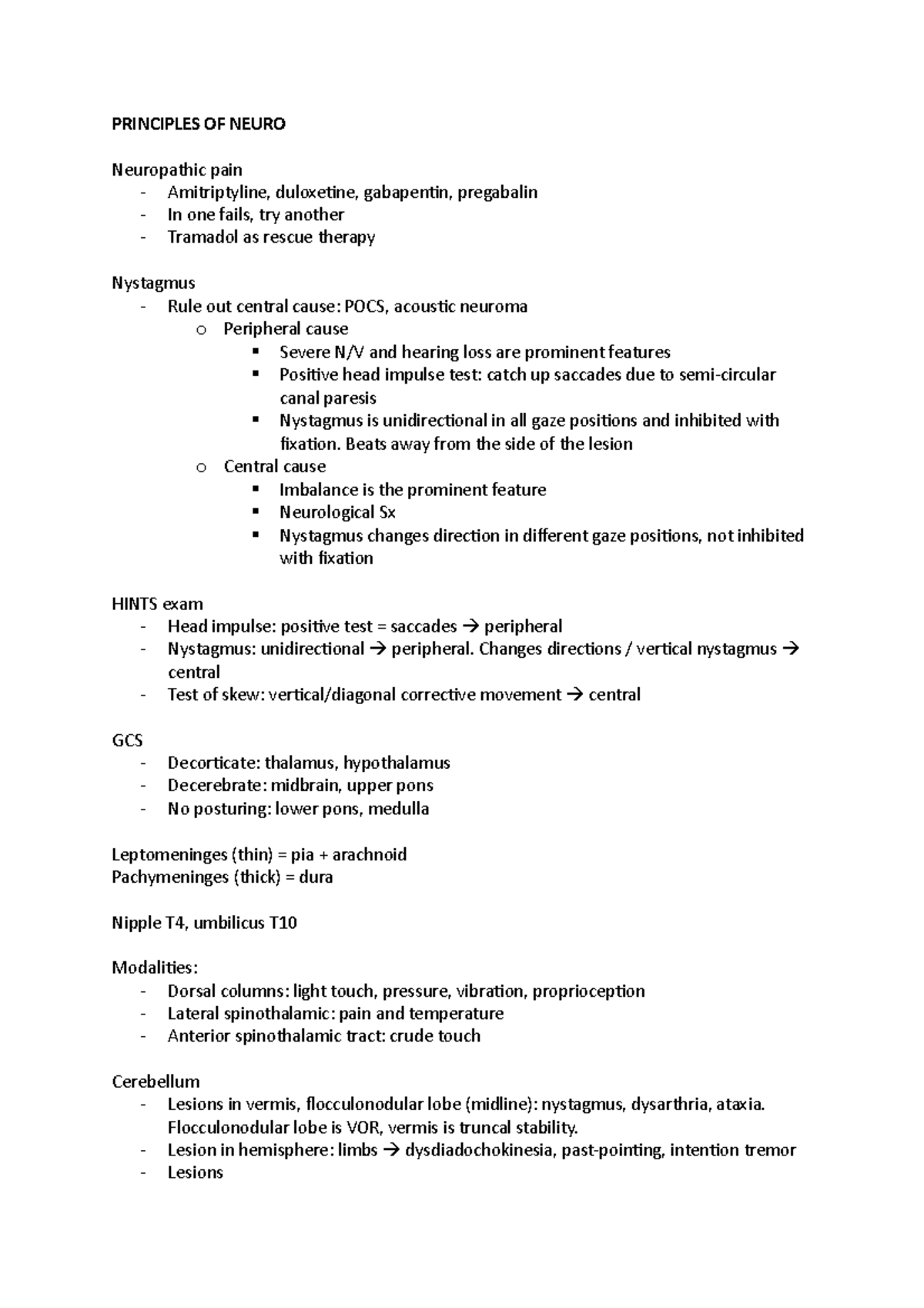 Finals notes on principles of neuro - PRINCIPLES OF NEURO Neuropathic ...