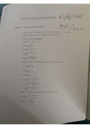 Old Exam Calculus 1 - old exam calc 1 - Test Name: Date: Math 180 ...