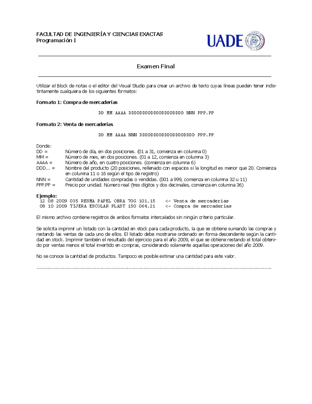 3 4 071 Programacion - dasdad - FACULTAD DE INGENIERÍA Y CIENCIAS ...