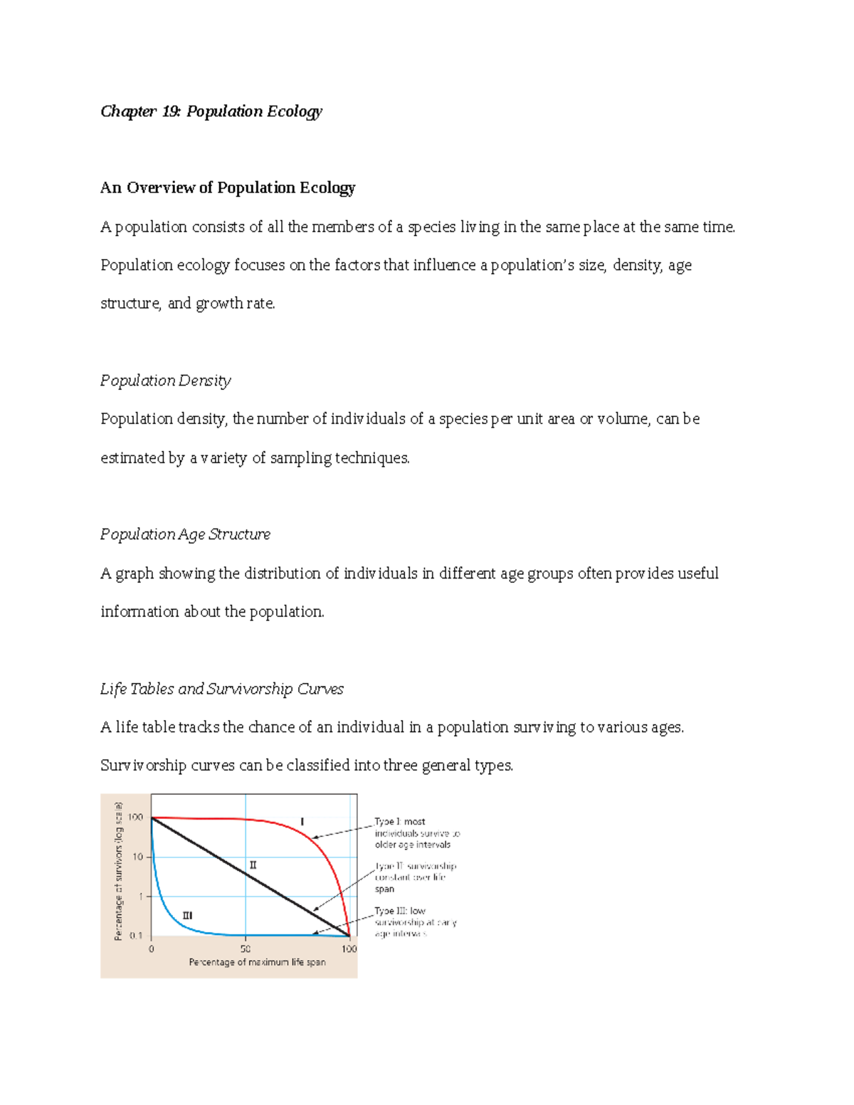 Chapter 19 Summary - Dr. Yingling - Chapter 19: Population Ecology An ...