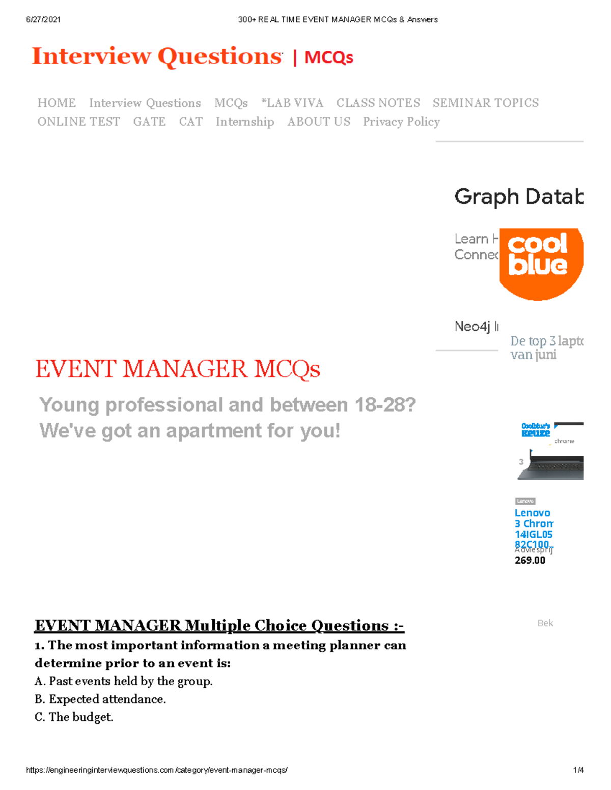 300+ REAL TIME Event Manager MCQs & Answers - EVENT MANAGER MCQs EVENT MANAGER Multiple Choice ...