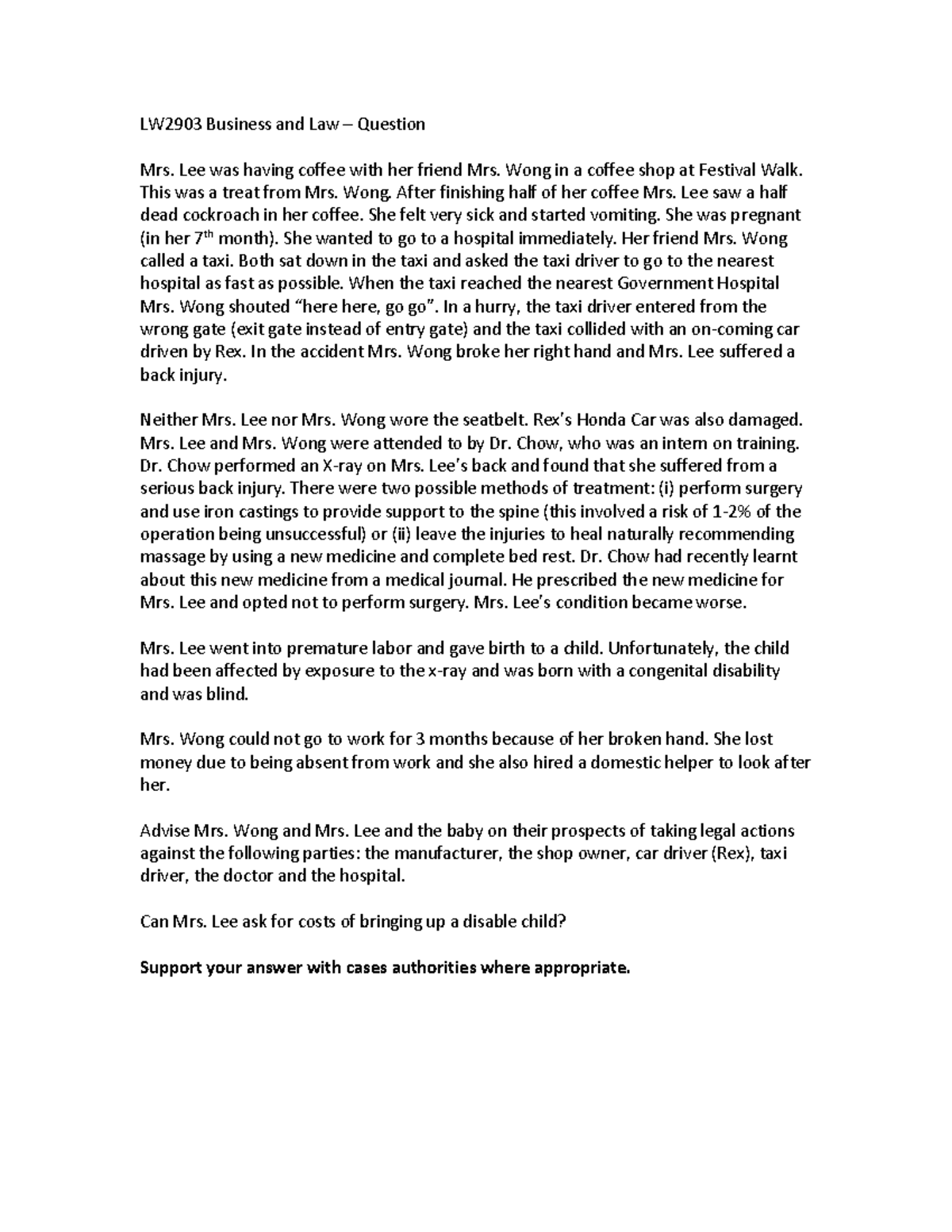 IRAC Sample Question and Answer - LW2903 Business and Law – Question ...