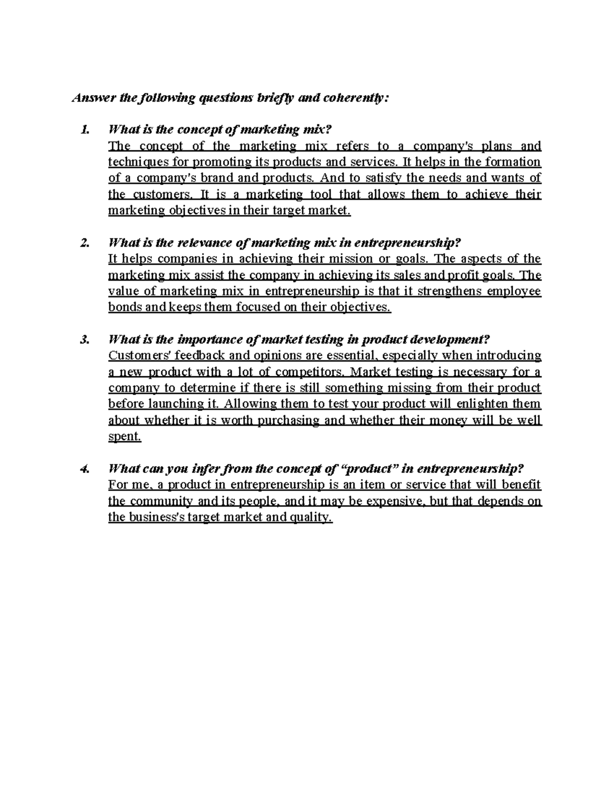 Activity 3 - entrep essay - Answer the following questions briefly and ...