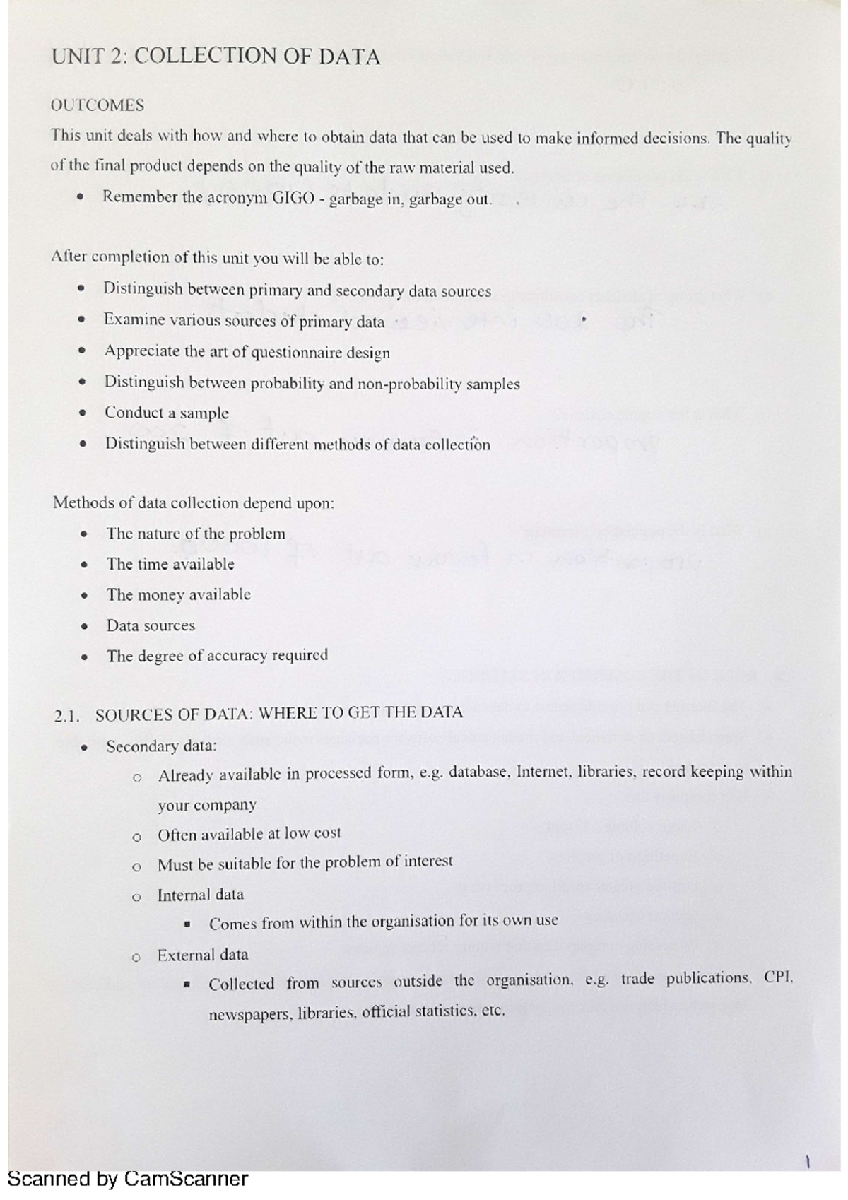 Statistics Data Collection - Studocu