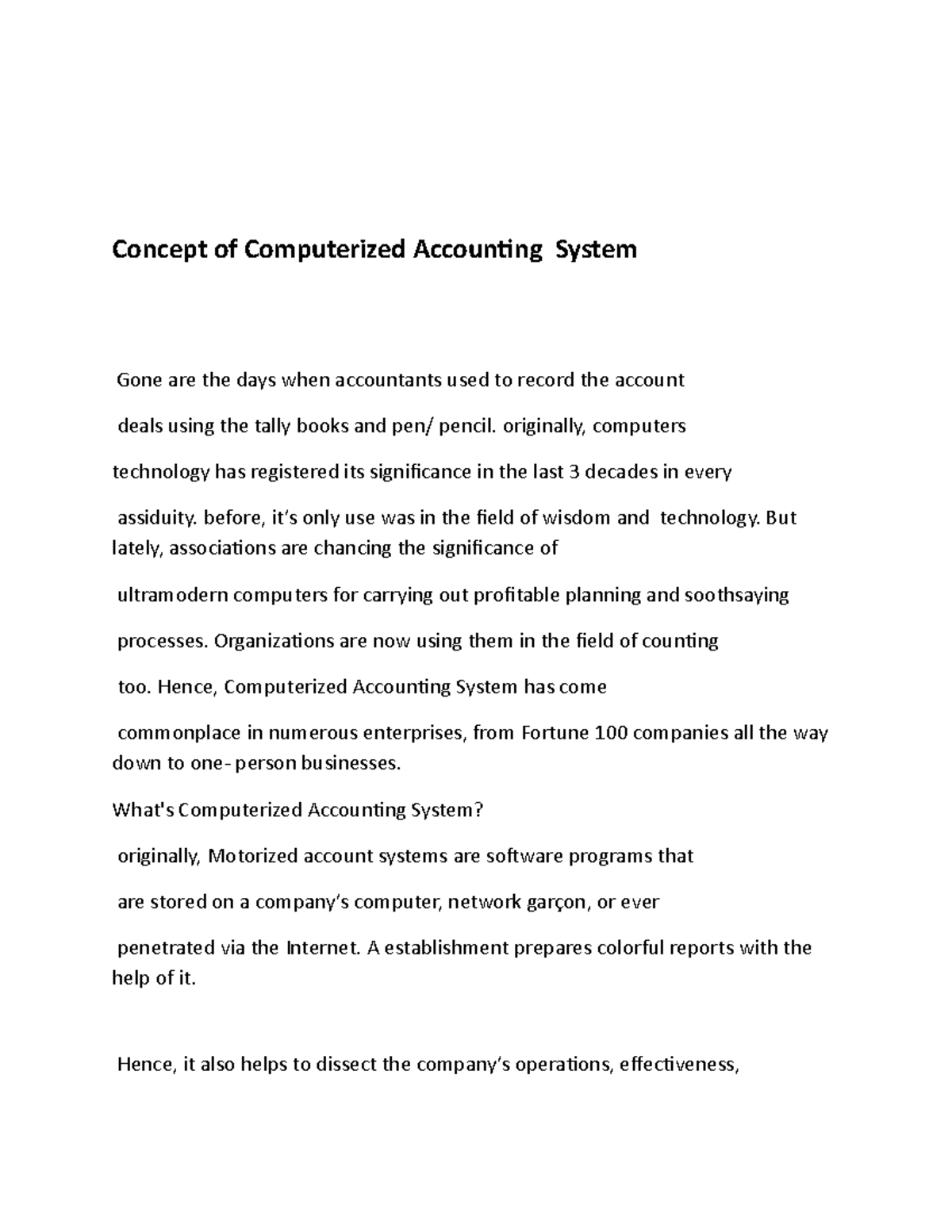 Concept of Computerized Accounting System - originally, computers ...