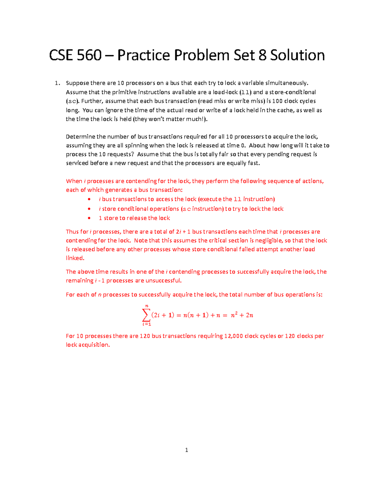 CSE560 2017-2018 Problem Set 8 - Solutions - CSE 560 – Practice Problem Set 8 Solution 1. - Studocu