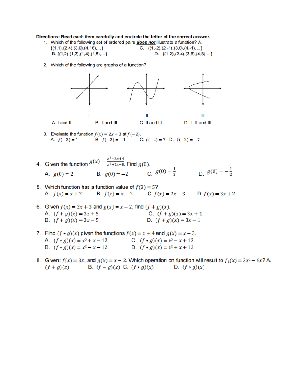 Genmath Q1 Summative - test - Biology - Studocu