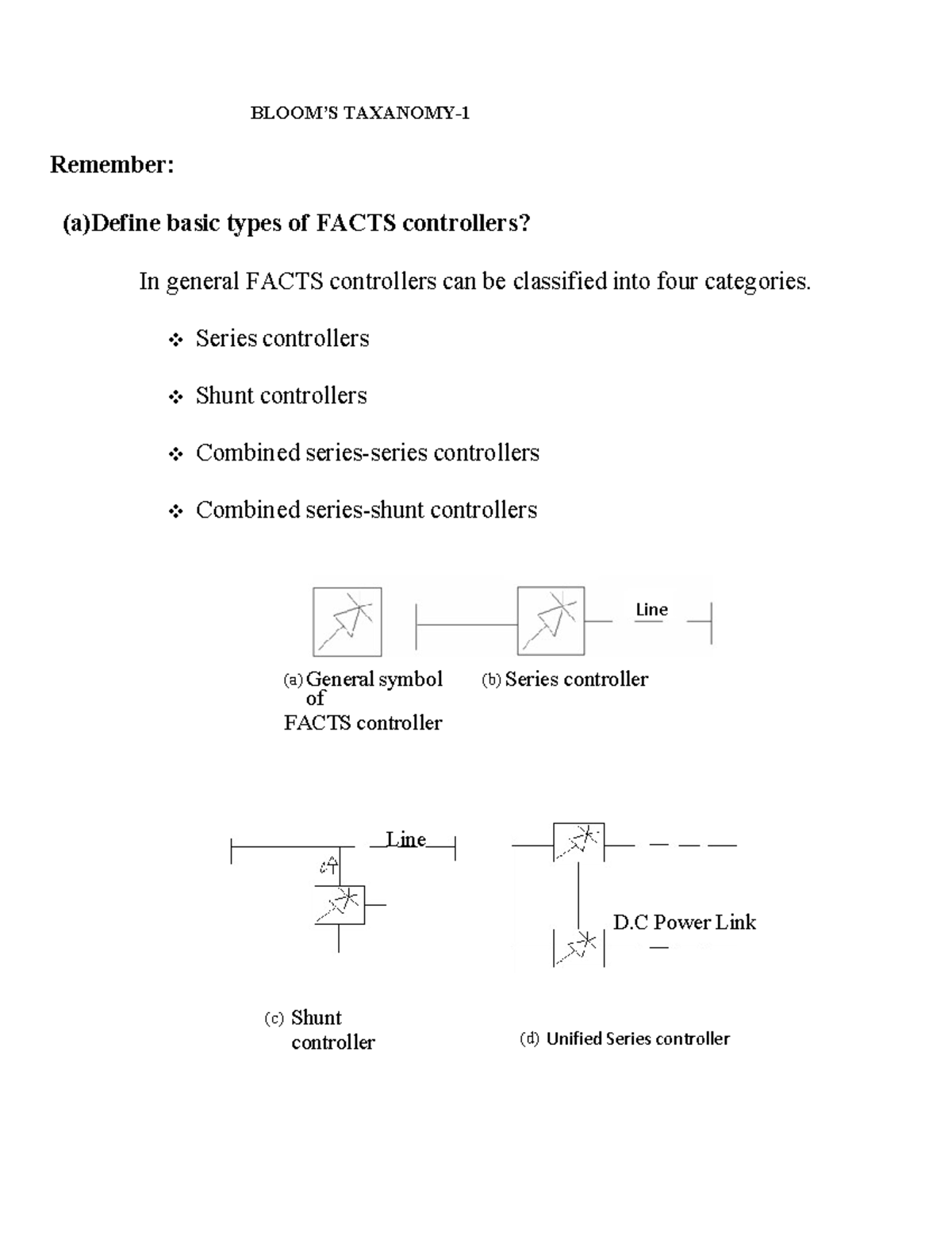 Unit1 blooms - facts - BLOOM’S TAXANOMY- Remember: (a)Define basic ...