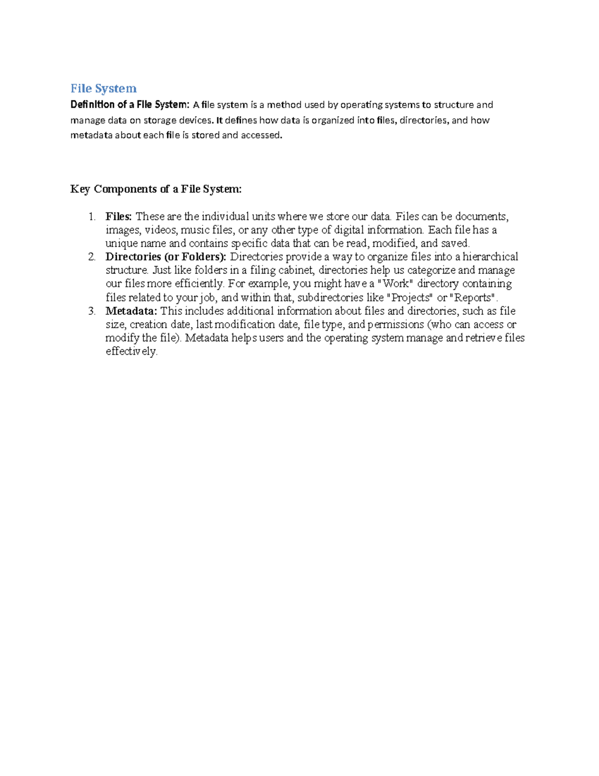 File System - DBMS - File System Definition of a File System: A file ...