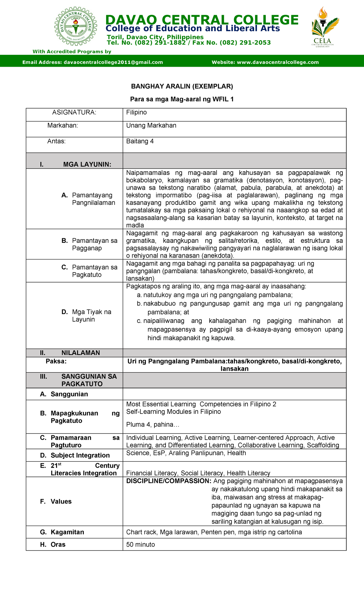 Lesson- Exemplar-SA- Filipino-6 Abella - With Accredited Programs by ...