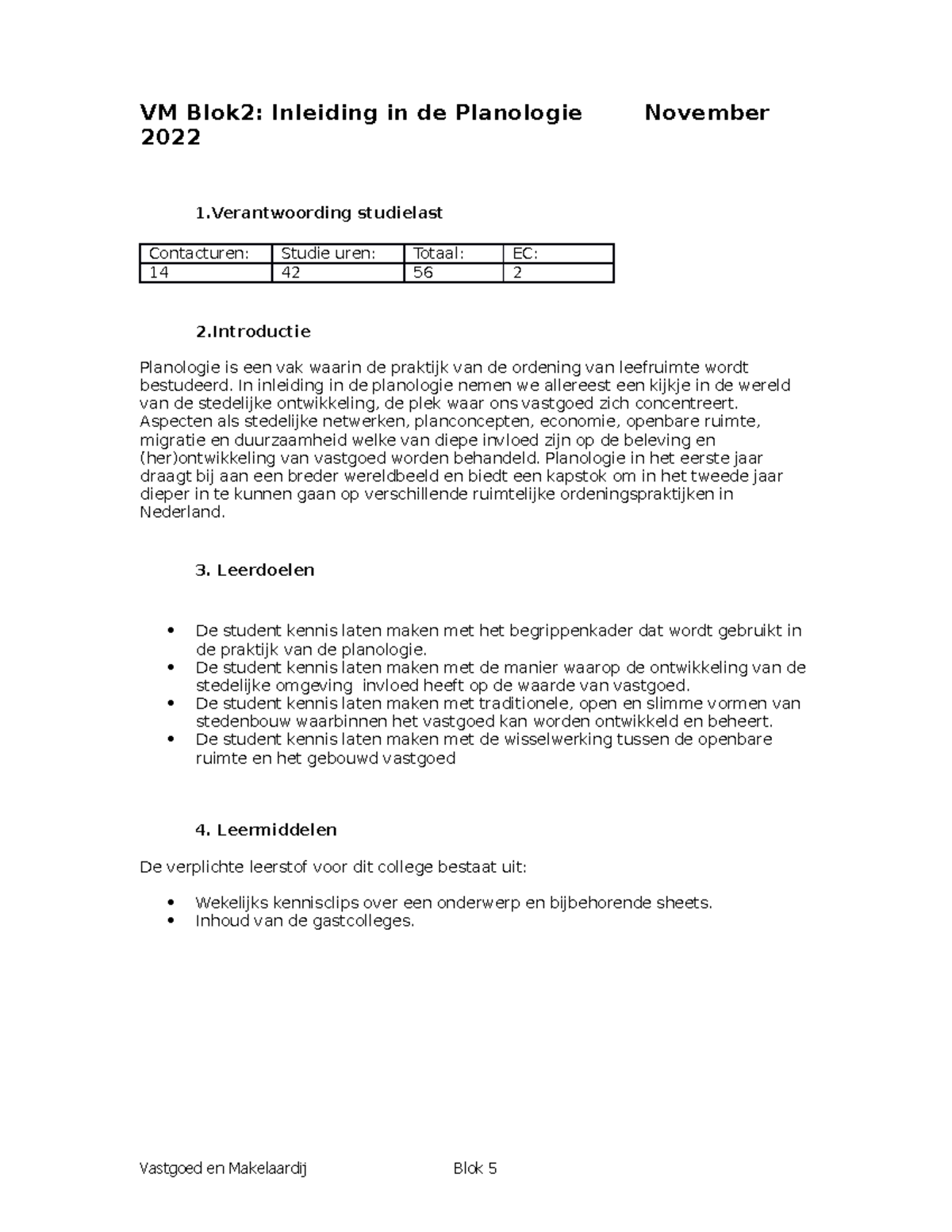 B2 Werkboek inleiding in de planologie 2022 - VM Blok2: Inleiding in de ...