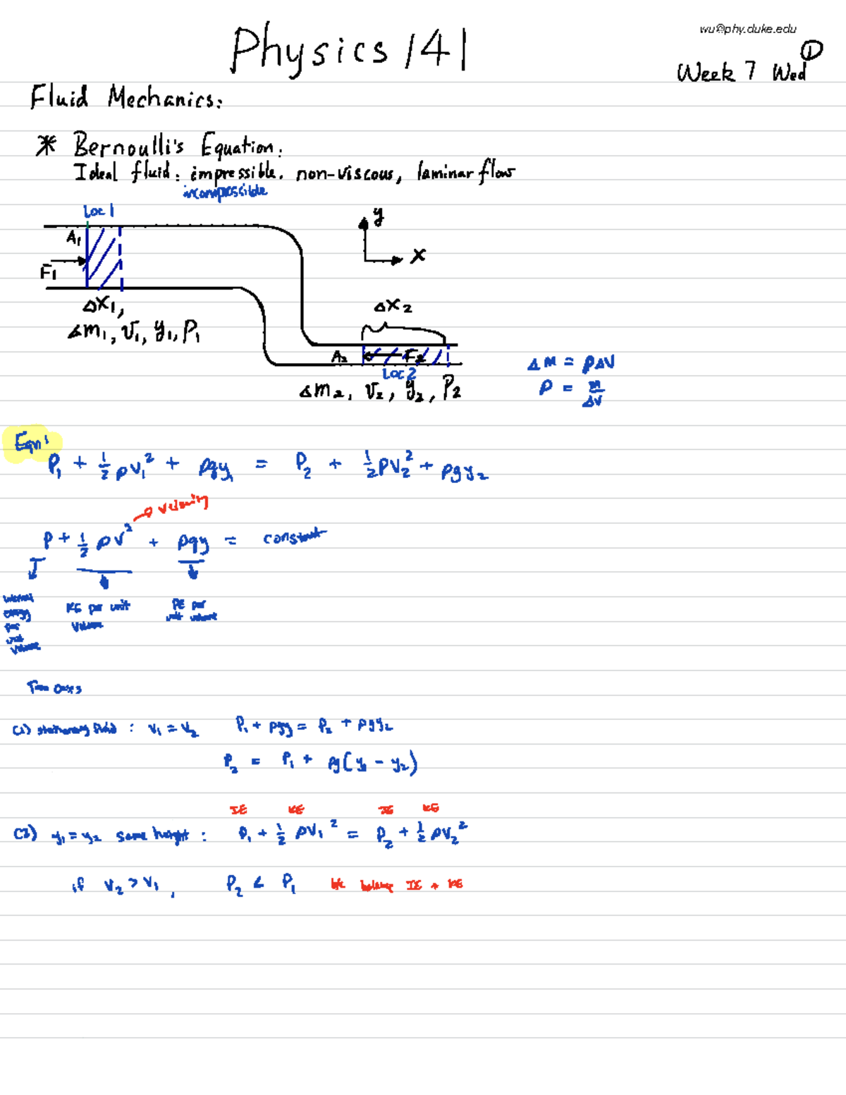 Week7Wed FLU In Class Notes outline - wu@phy.duke Physics 141 ① Week 7 ...