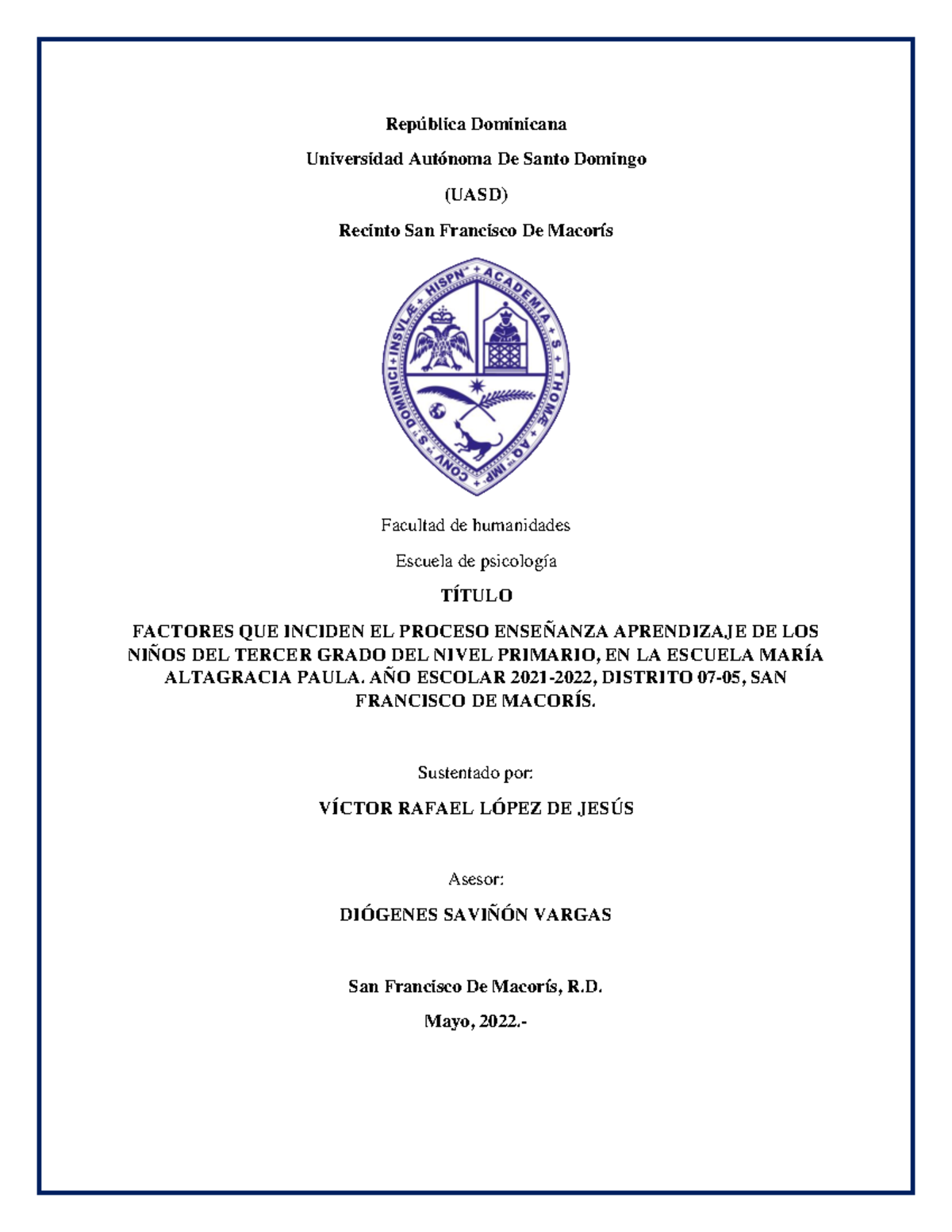 Anteproyecto DE Tesis; FIL-124 - República Dominicana Universidad ...