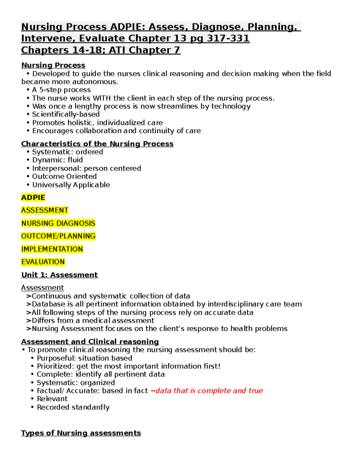Fundamentals Exam 2 - PowerPoints with teacher notes - Nursing Process ...