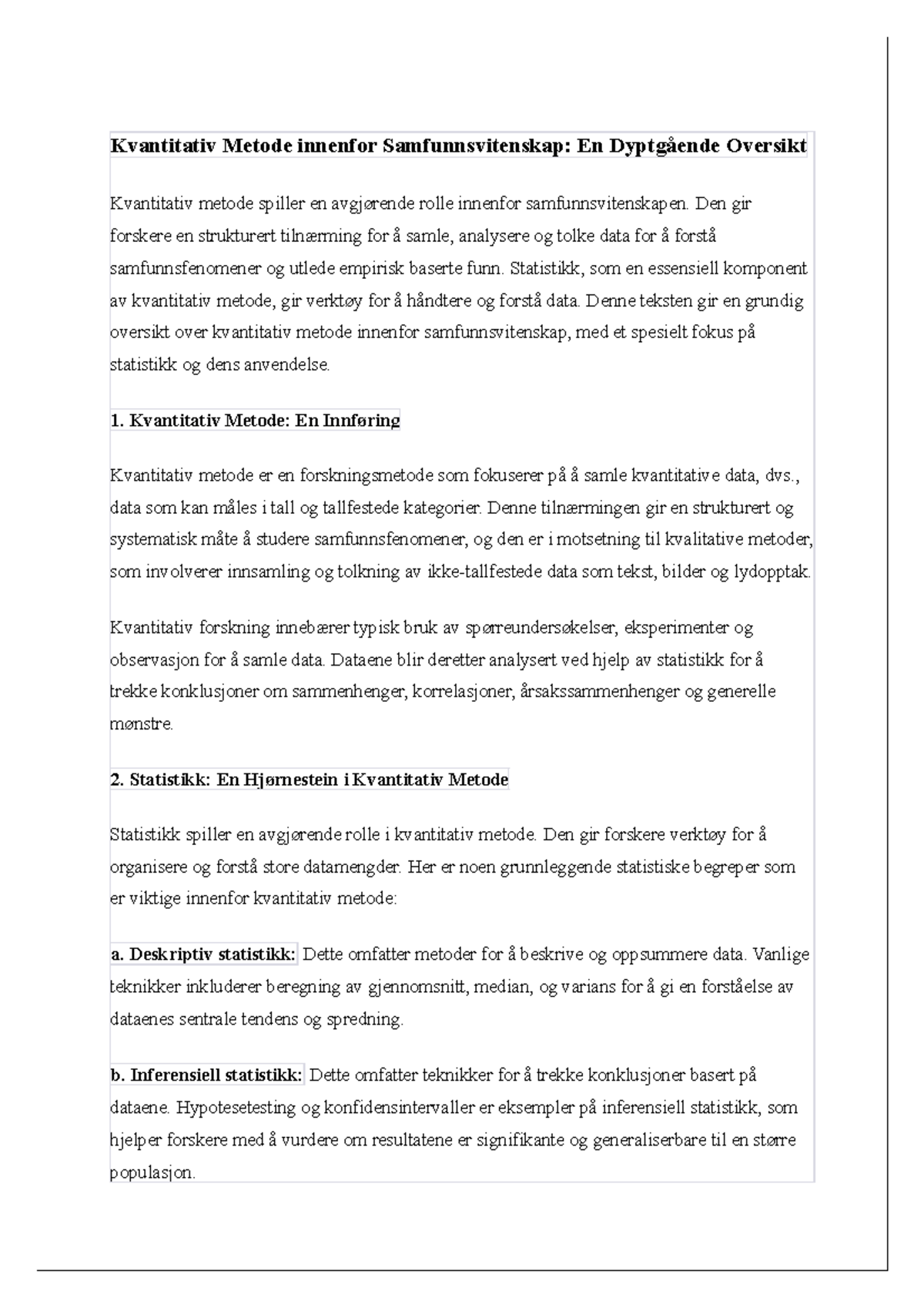 Kvantitativ metode (irr) - Kvantitativ Metode innenfor Samfunnsvitenskap: En Dyptgående Oversikt ...