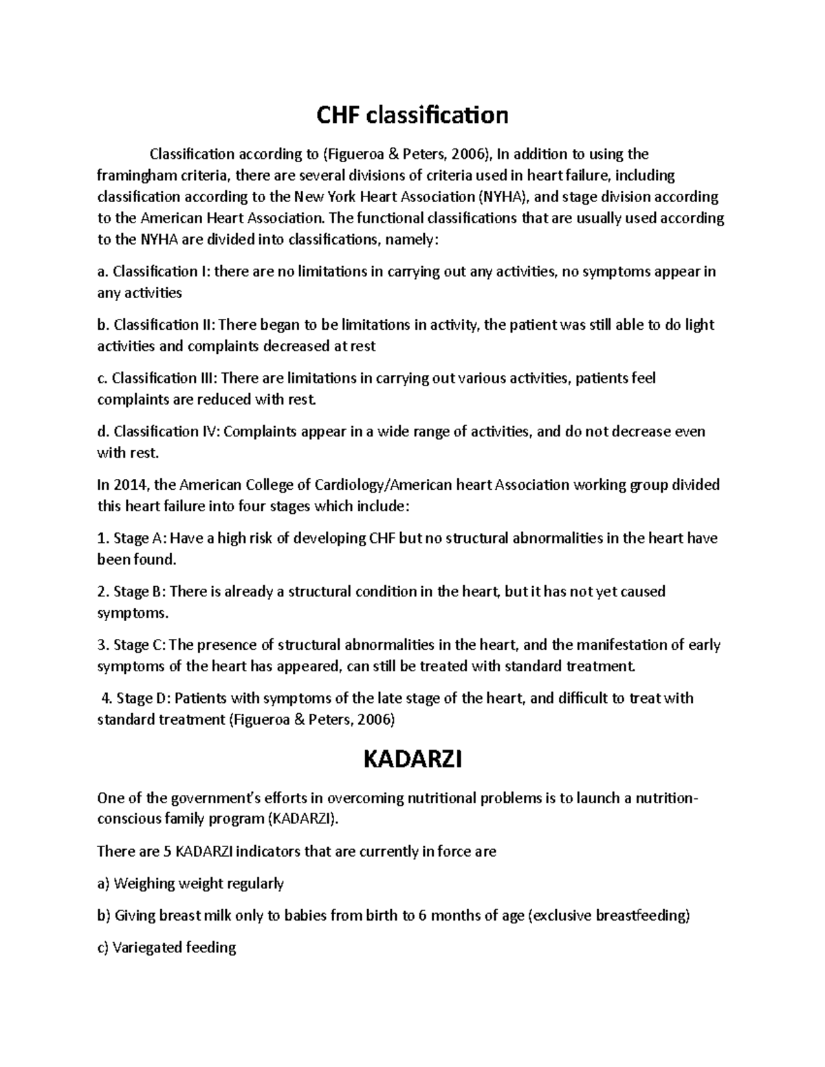 CHF classification - CHF classification Classification according to ...