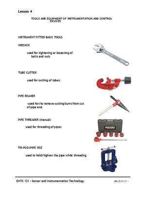 Module 4 Lesson 1 - MODULE IV CALIBRATE INSTRUMENTATION AND CONTROL ...