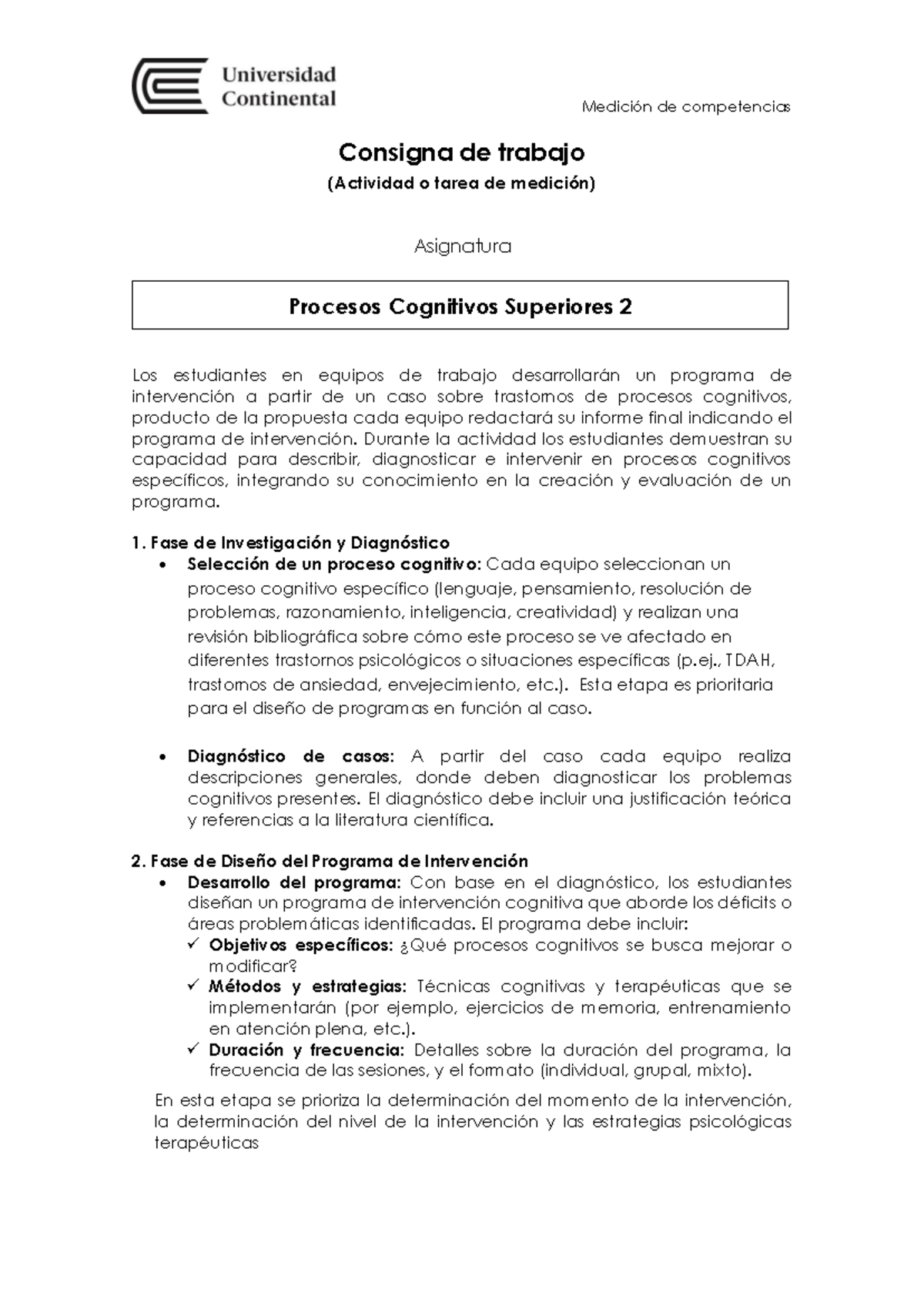 Consigna (12) - Instrucciones para el examen - Medición de competencias Consigna de trabajo ...