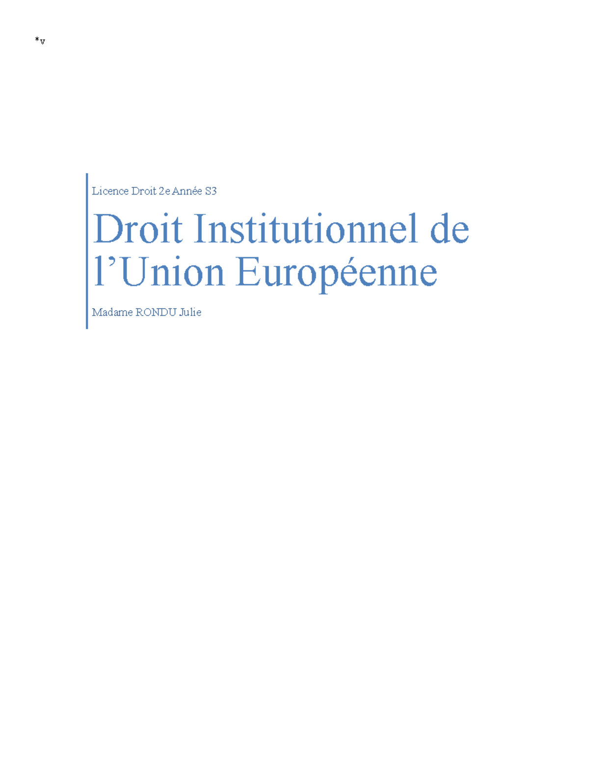 Cours DIUE - cool - *v Licence Droit 2e Année S Droit Institutionnel de ...