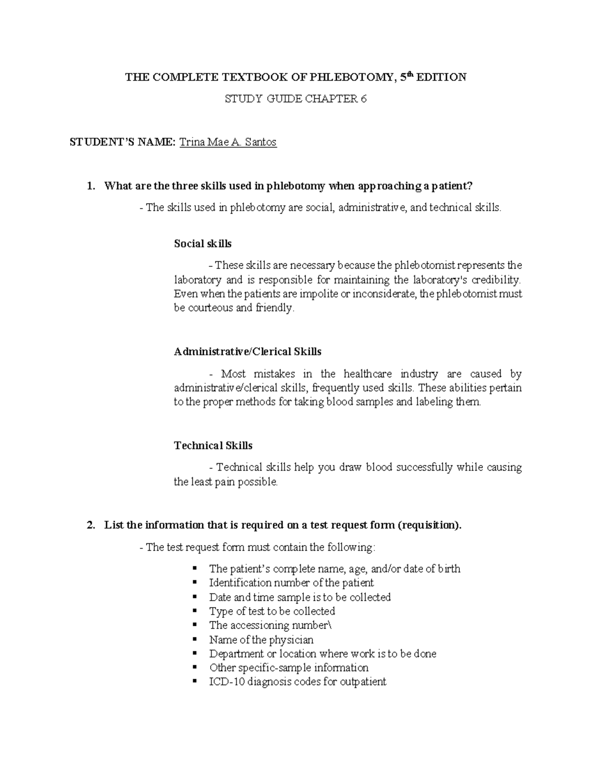 Phlebotomy Techniques - THE COMPLETE TEXTBOOK OF PHLEBOTOMY, 5th ...