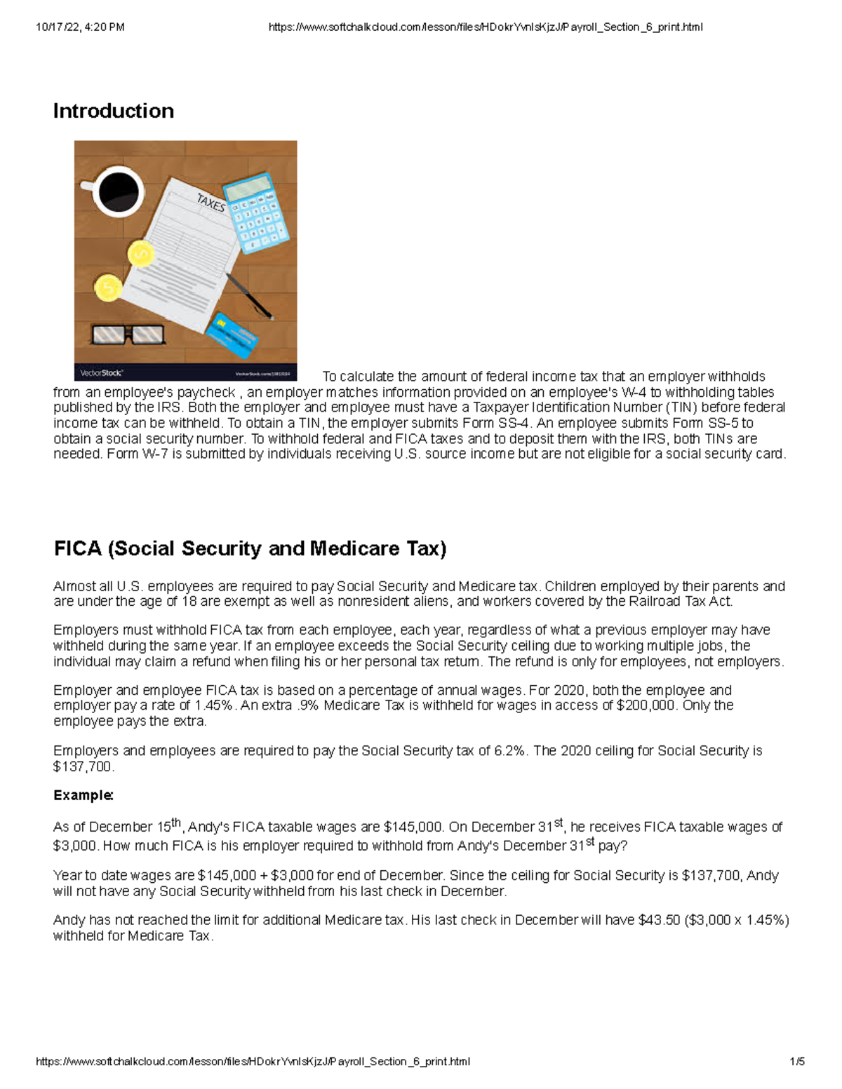 Introduction to Federal Income Tax and FICA Withholding - Studocu