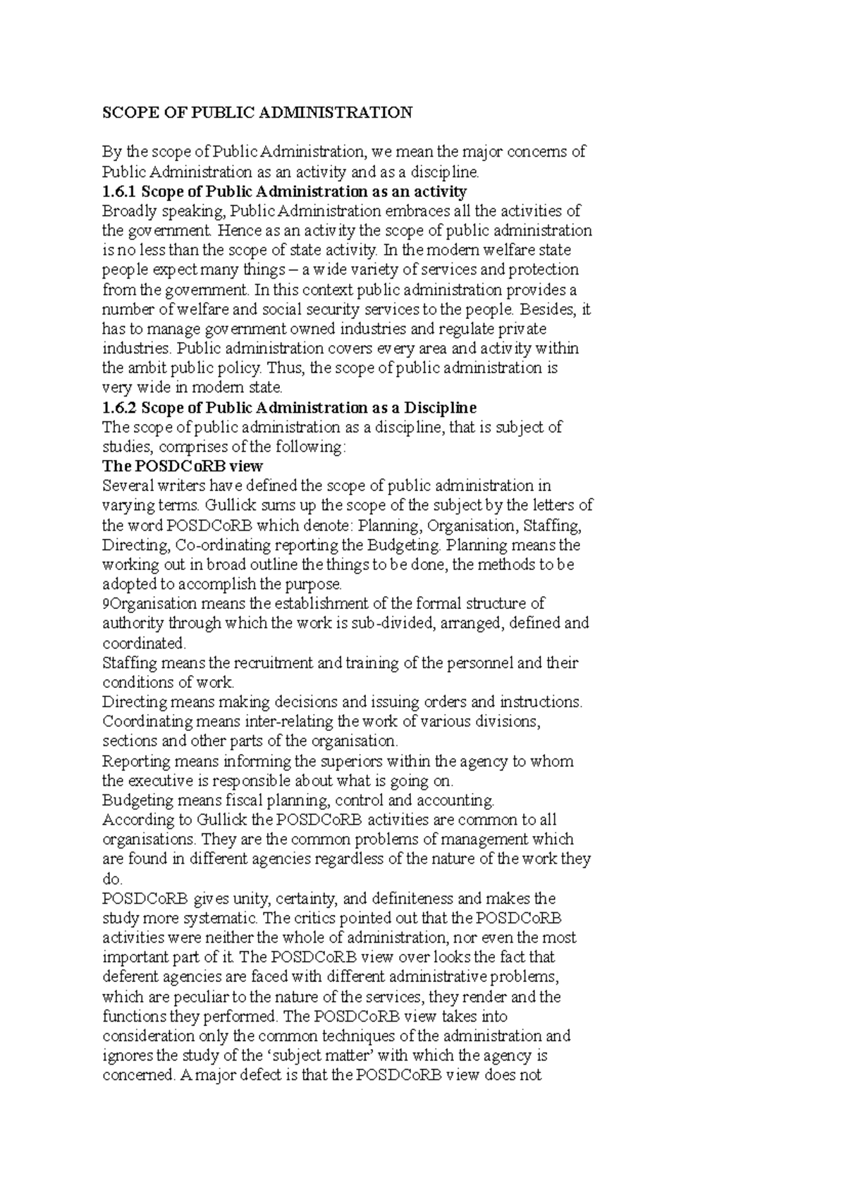 Scope OF Public Administration - SCOPE OF PUBLIC ADMINISTRATION By the ...