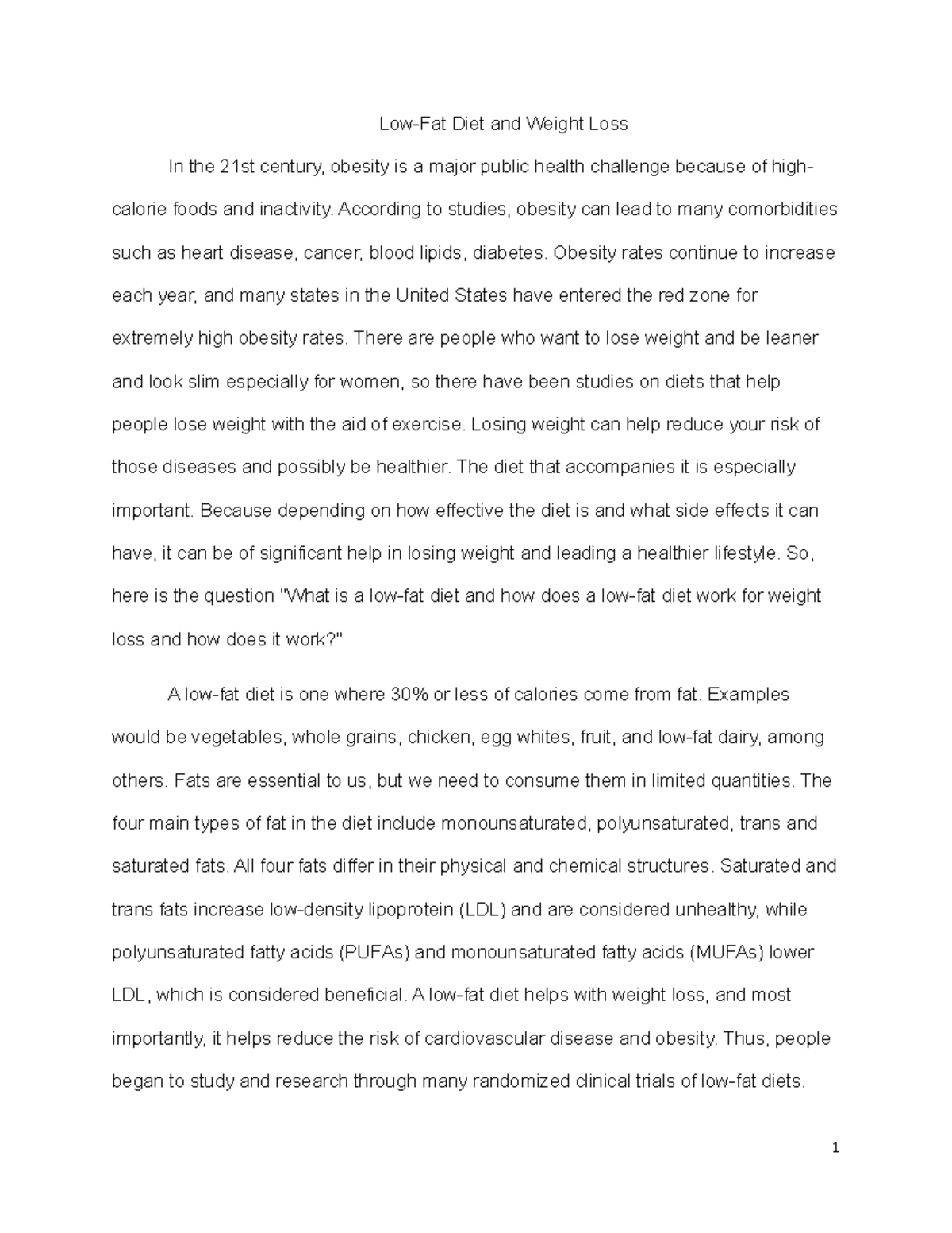 First Version of your Nutrition Debate Topic Paper to submit for peer ...