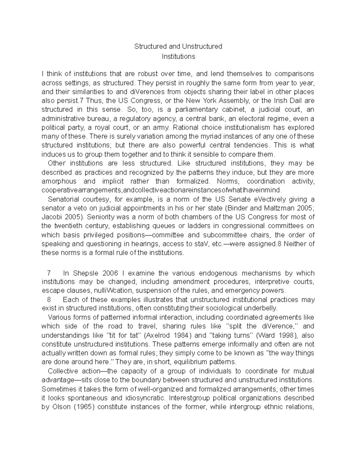 2.1 Rational Choice Institutionalism - Structured and Unstructured ...
